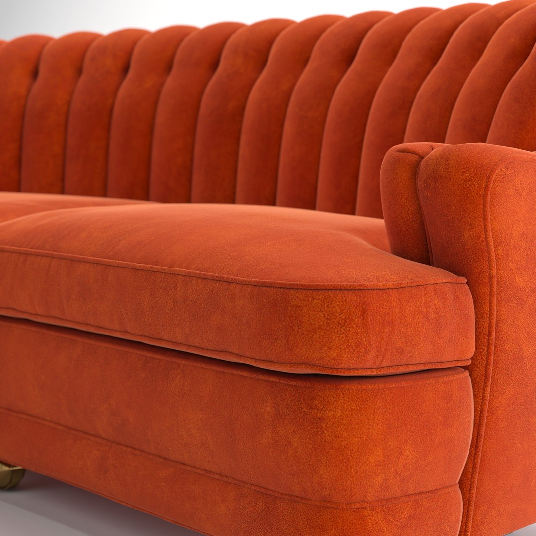 Vintage Couch Furniture Retro Orange Couch model - TurboSquid 2085852