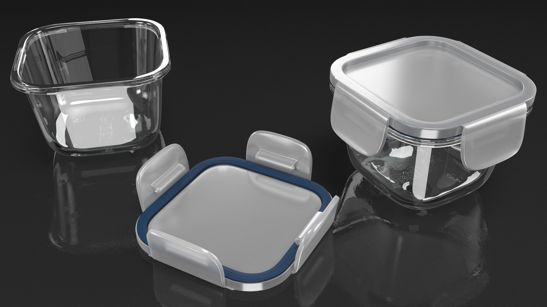 3D Glass Clip Lock Food Storage Container 180ml - TurboSquid 1734862