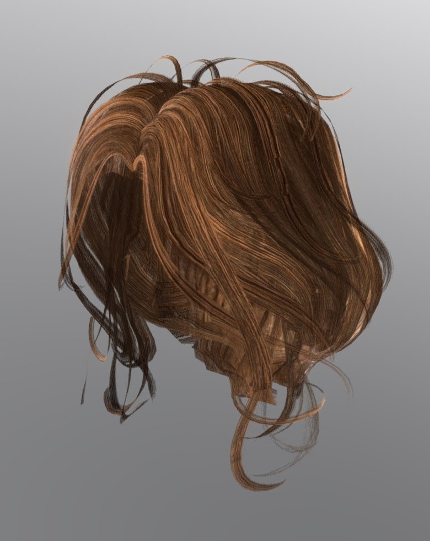 Female Hair 3 Colors 3D Model - TurboSquid 1393041