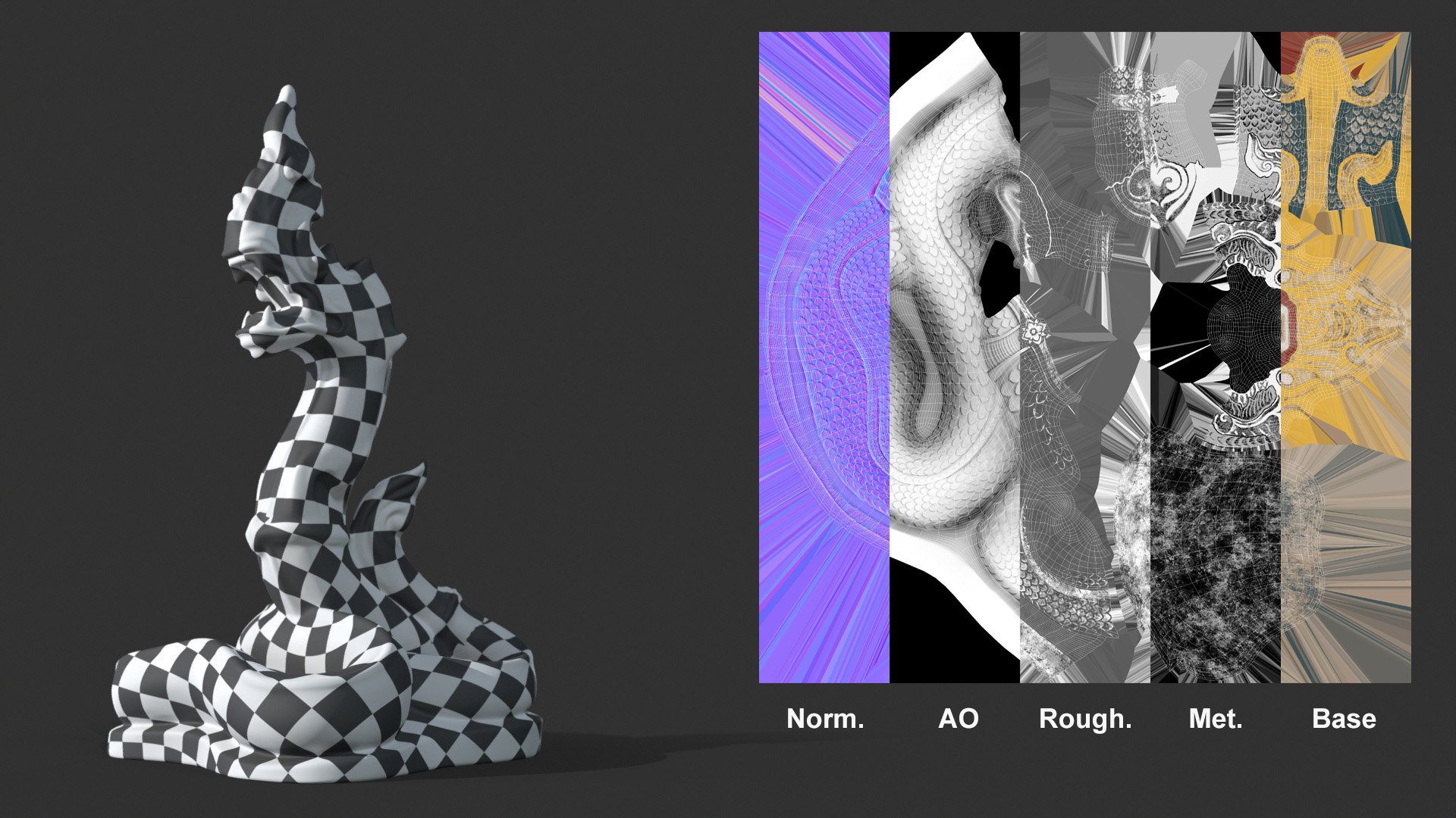 3D Blue Coiled Naga Statue Model - TurboSquid 2236922