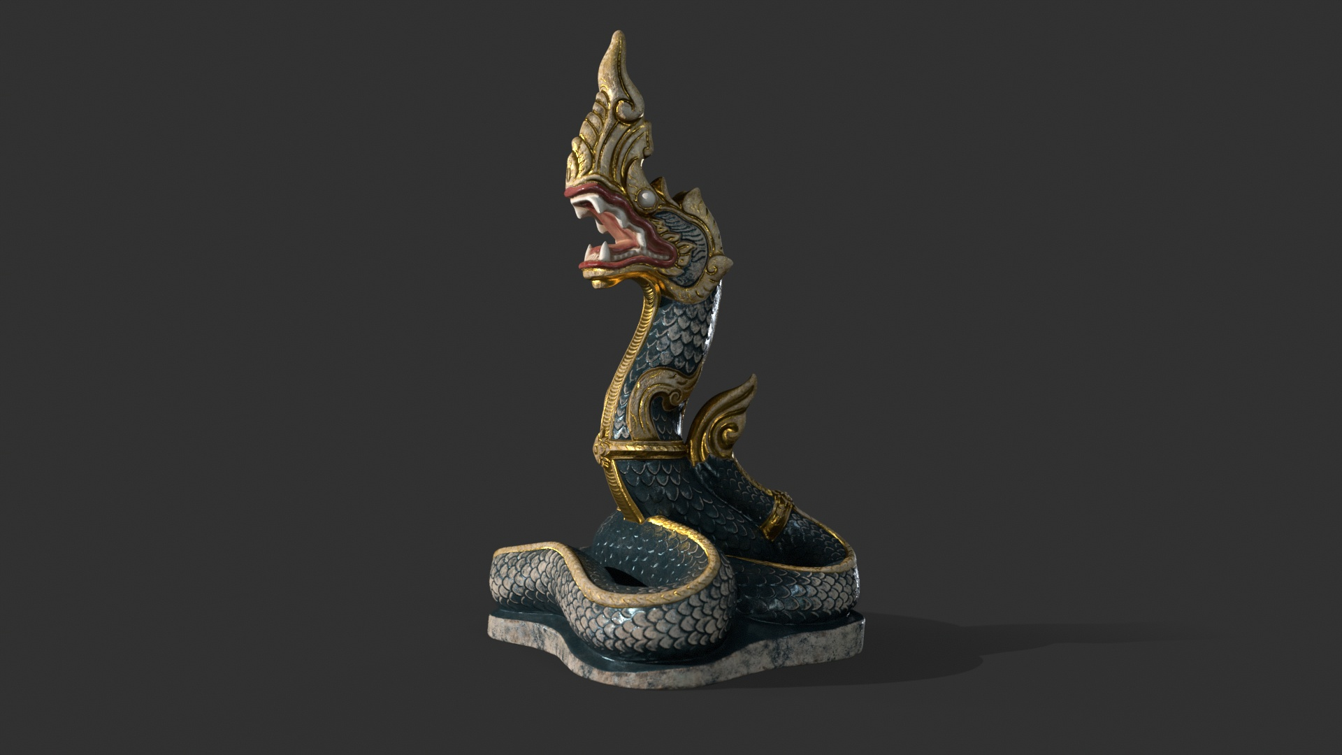3D Blue Coiled Naga Statue Model - TurboSquid 2236922