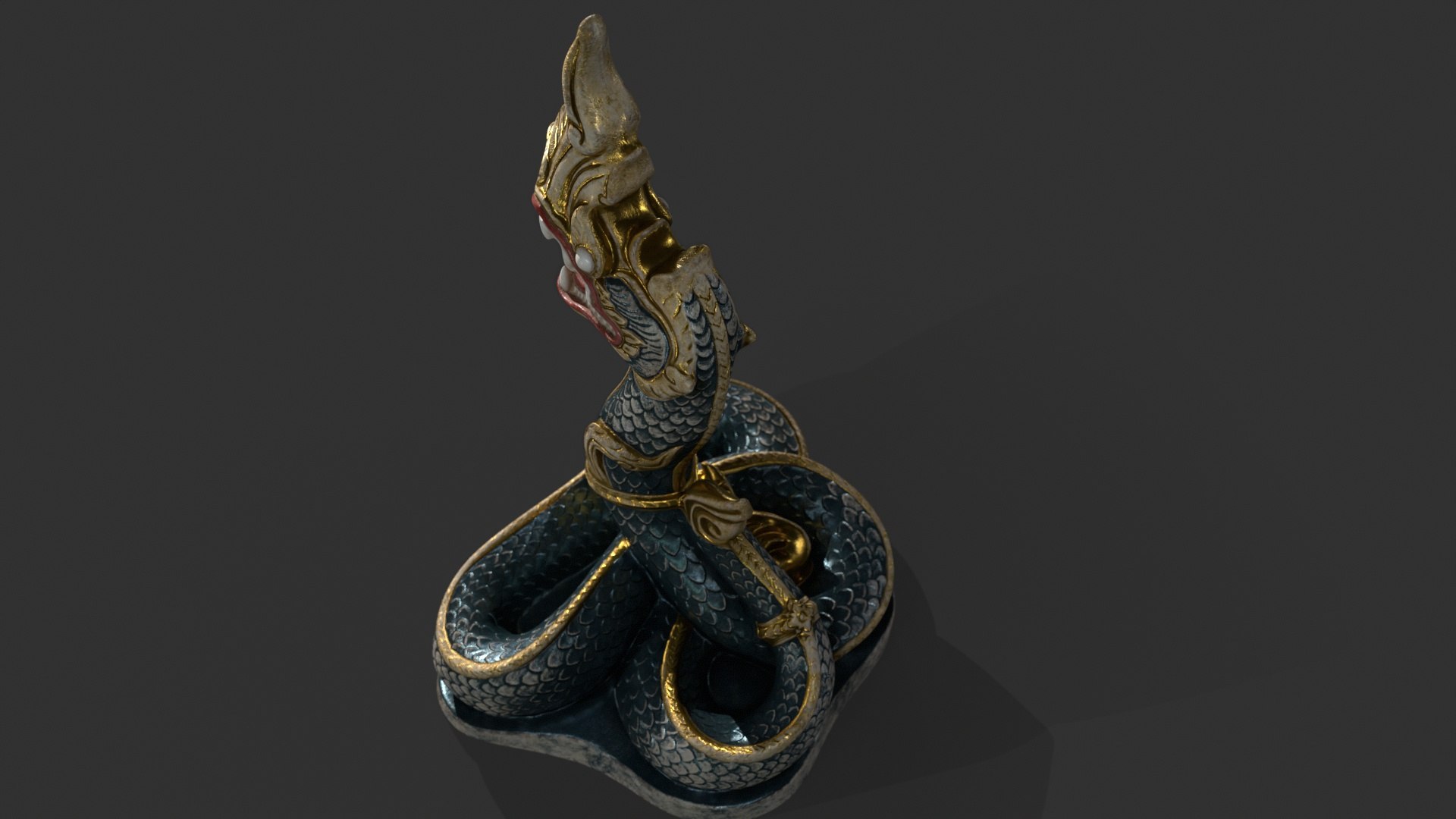 3D Blue Coiled Naga Statue Model - TurboSquid 2236922