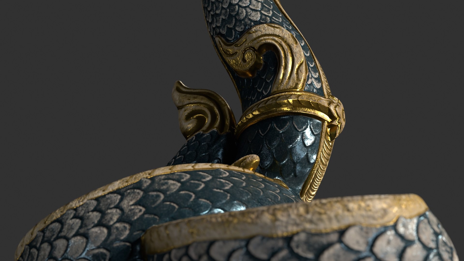 3D Blue Coiled Naga Statue Model - TurboSquid 2236922