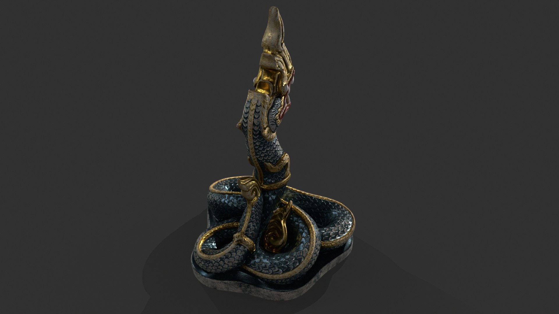 3D Blue Coiled Naga Statue Model - TurboSquid 2236922