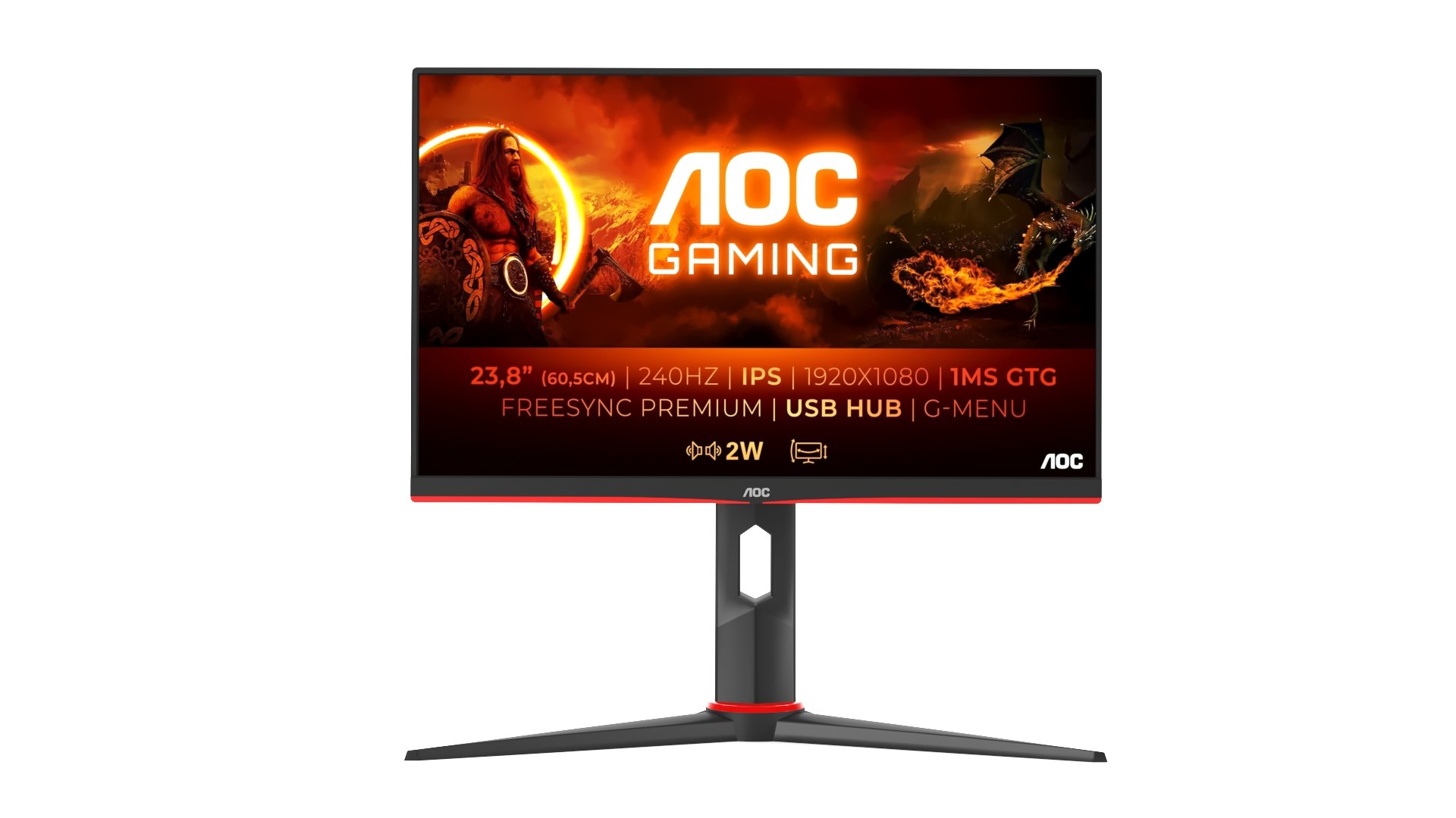 AOC Gaming C24G2UBK - Full HD Monitor 3D Model - TurboSquid 2050287
