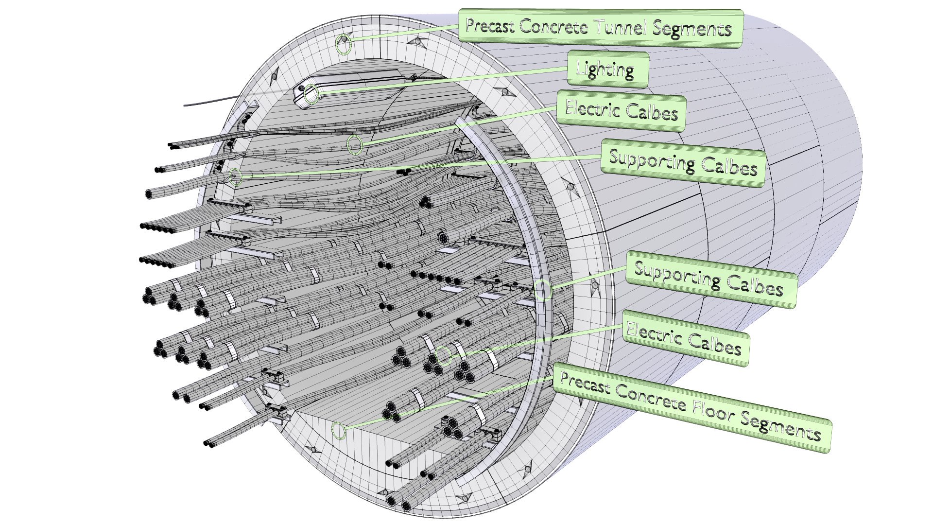 3D concrete tunnel cables technical model - TurboSquid 1612875