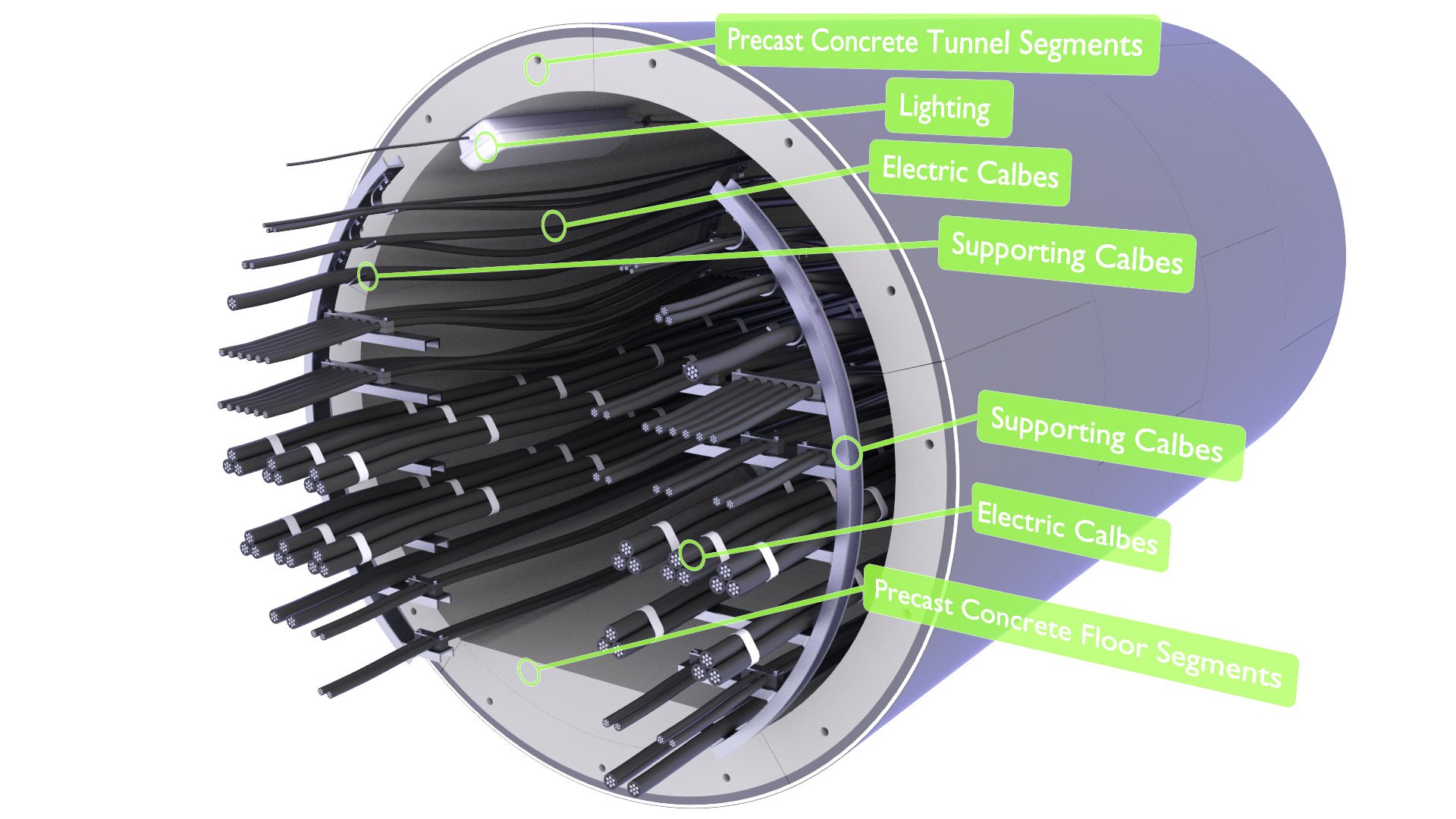 3D concrete tunnel cables technical model - TurboSquid 1612875