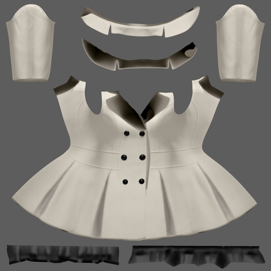 3D Elegant Buttoned Cream White Winter Coat With Tulle Trim Bottom ...