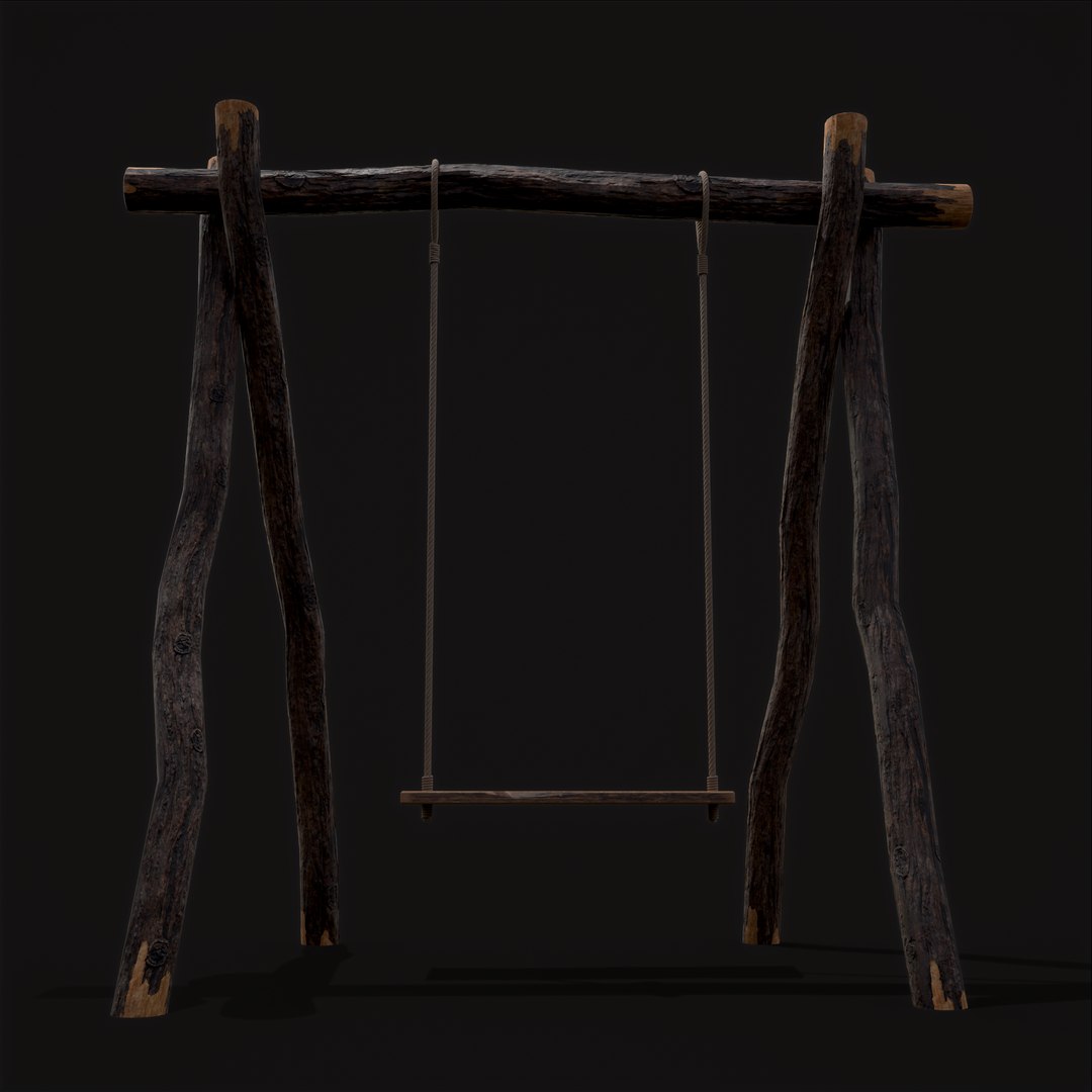 3D Model Rustic Log Rope Swing - TurboSquid 1937648