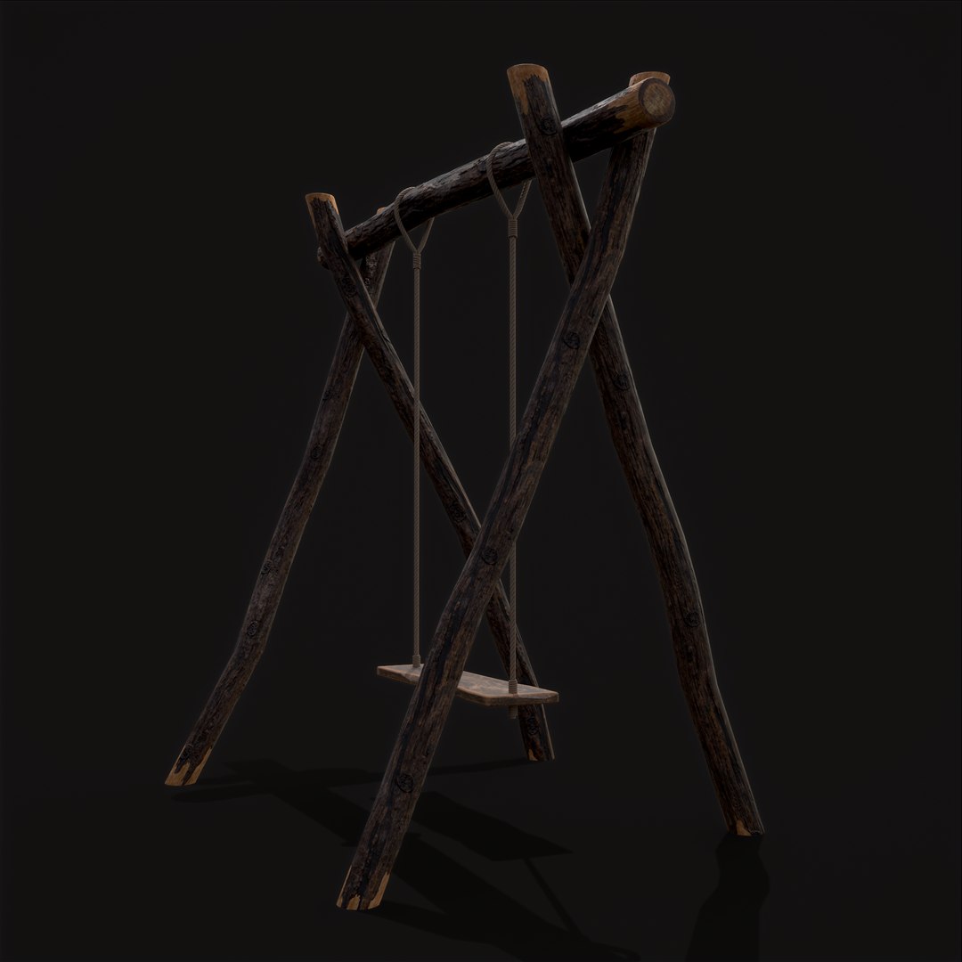 3D Model Rustic Log Rope Swing - TurboSquid 1937648