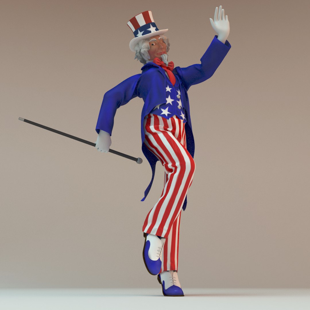 rigged character uncle sam 3d max