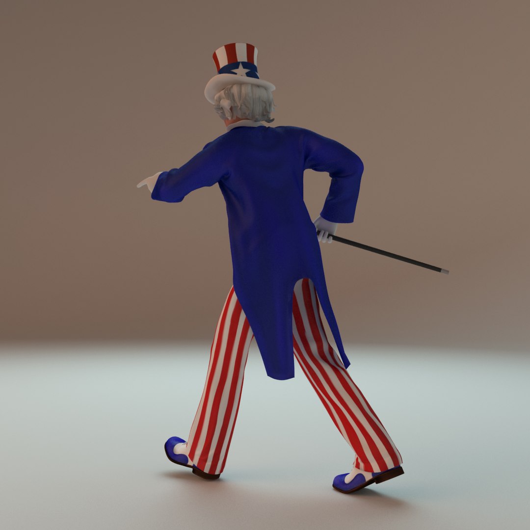 rigged character uncle sam 3d max