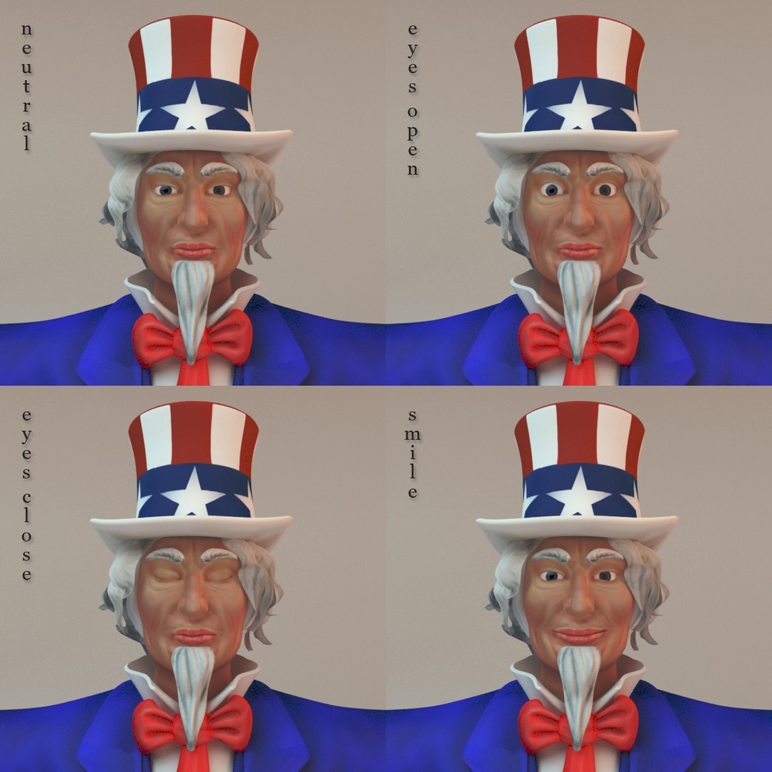 rigged character uncle sam 3d max