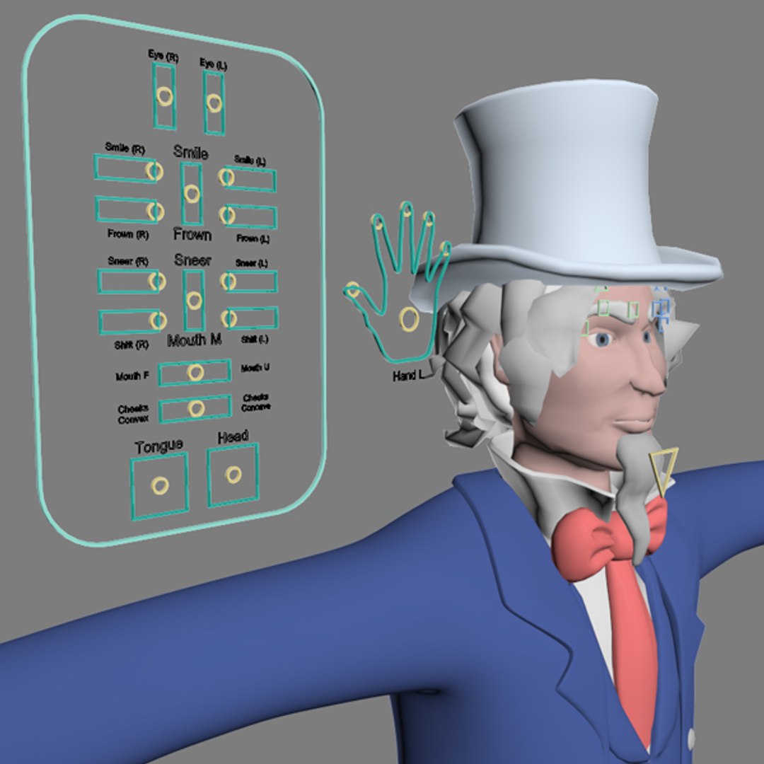 rigged character uncle sam 3d max