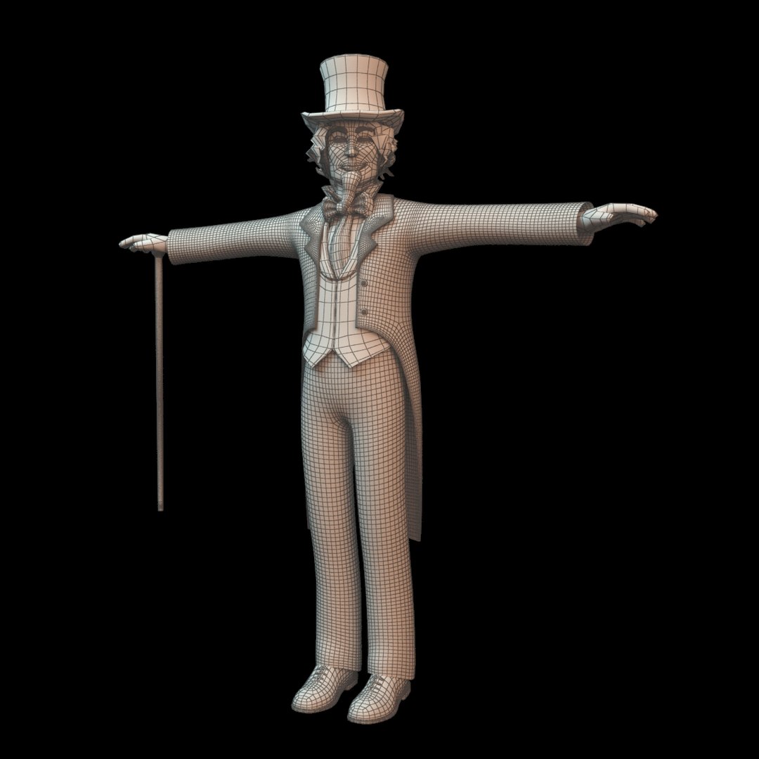 rigged character uncle sam 3d max