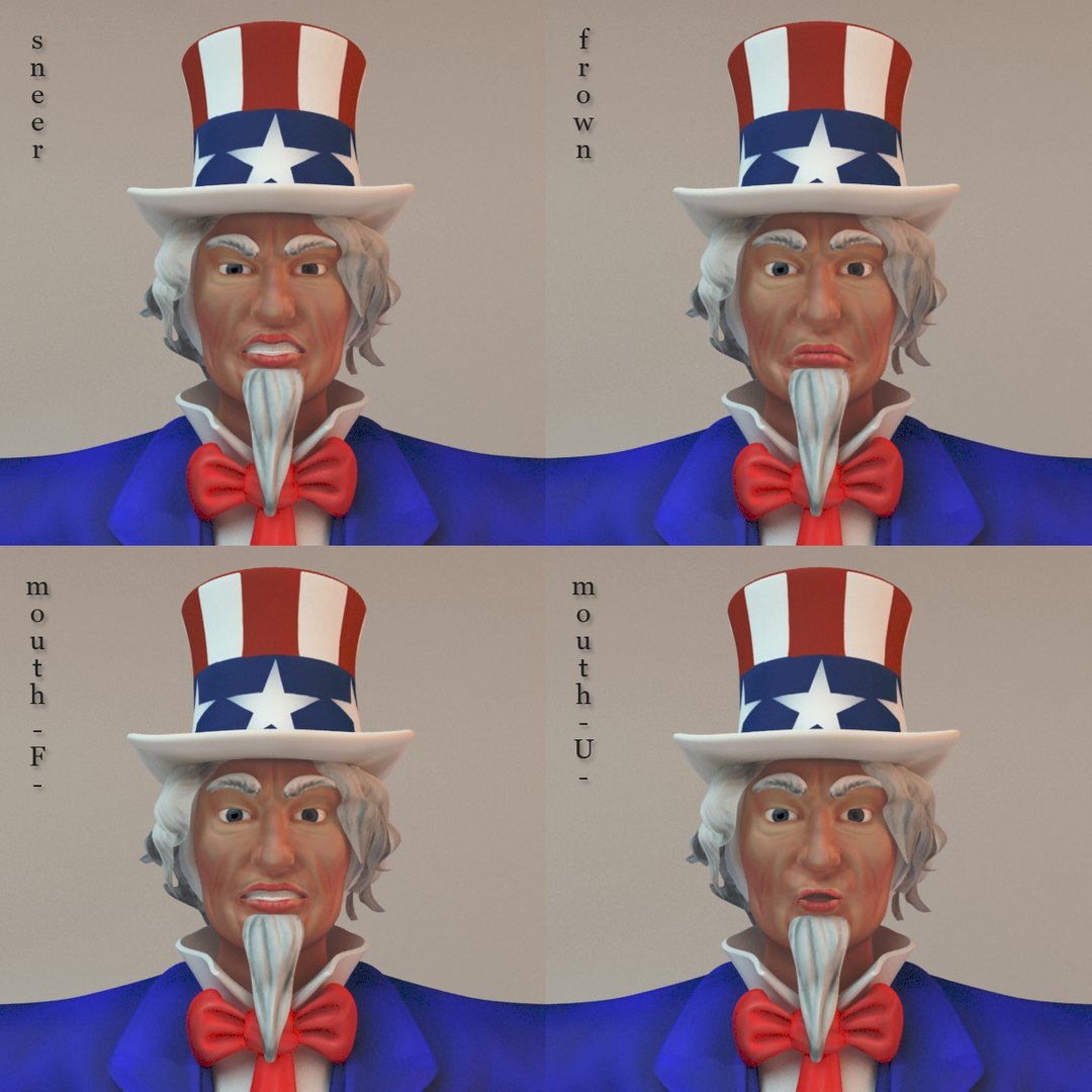 rigged character uncle sam 3d max