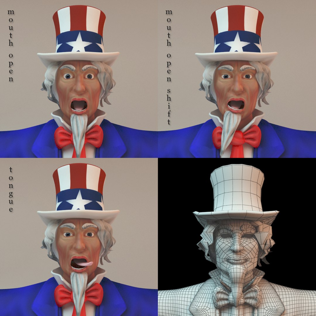 rigged character uncle sam 3d max