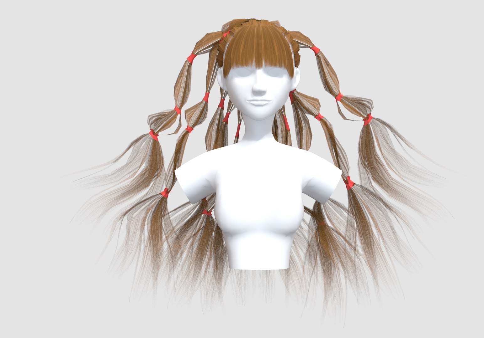 Pigtails Long Hairstyle 3D Model - TurboSquid 1941773