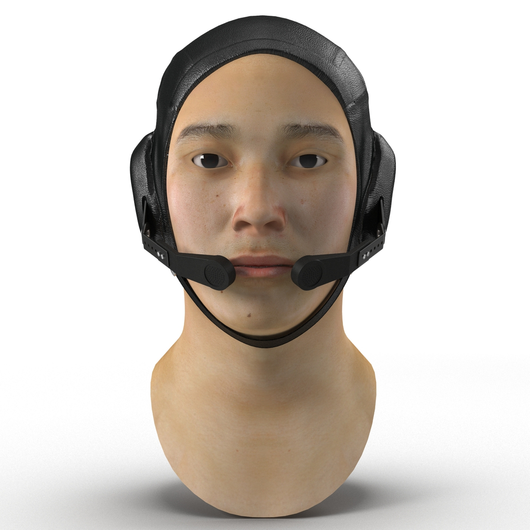 3d chinese pilot head rigged