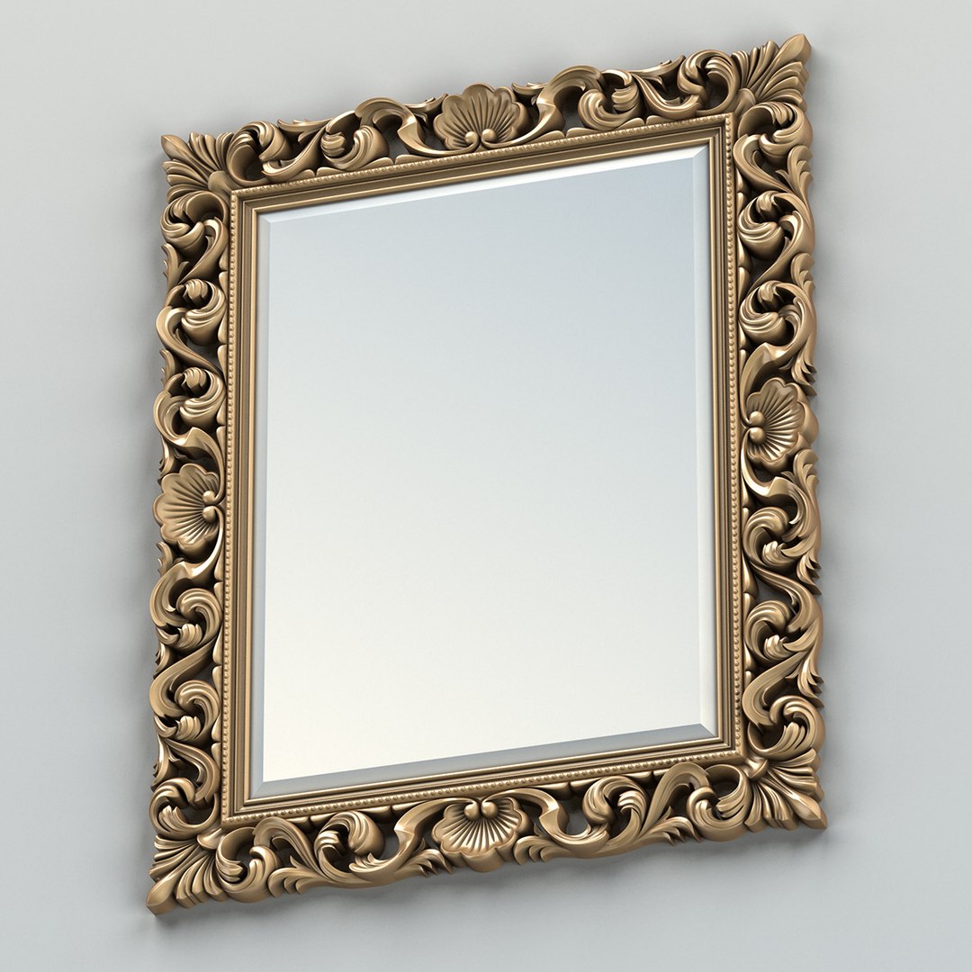 Carved Rectangle Mirror Frame 3d Model