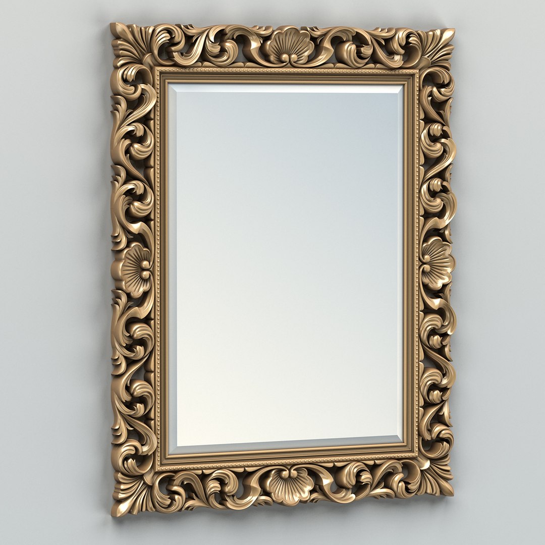 Carved Rectangle Mirror Frame 3d Model