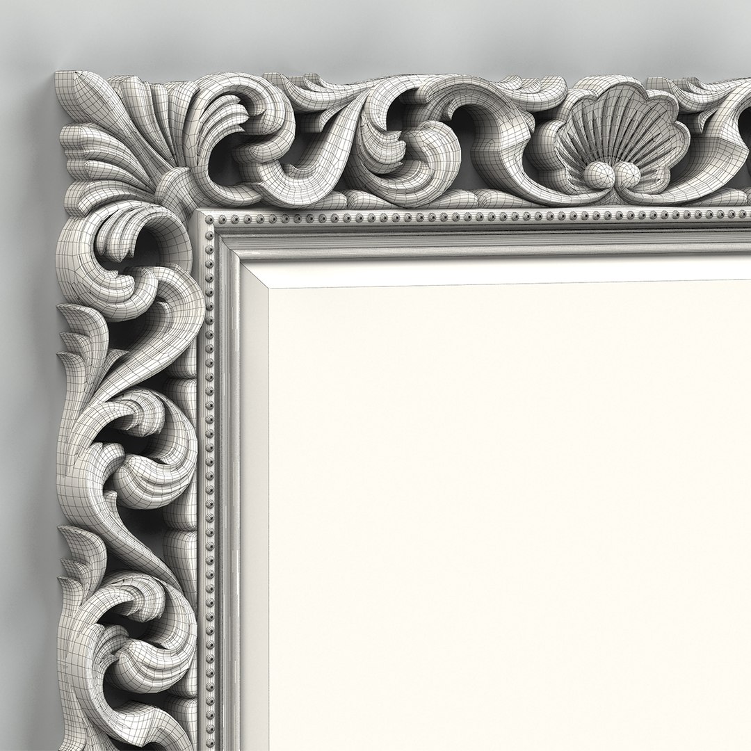 Carved Rectangle Mirror Frame 3d Model