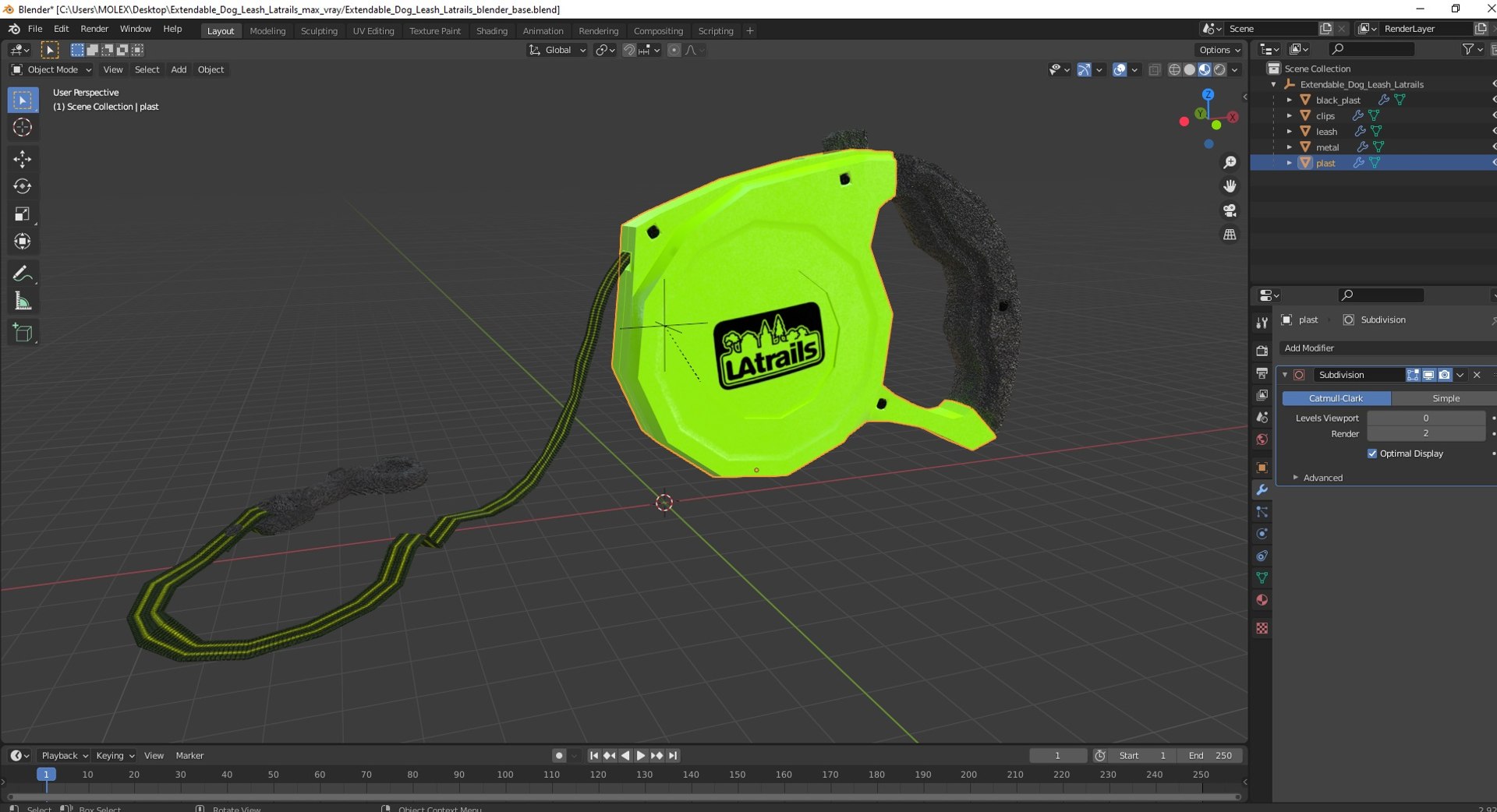 Extendable Dog Leash Latrails Model - TurboSquid 2178047