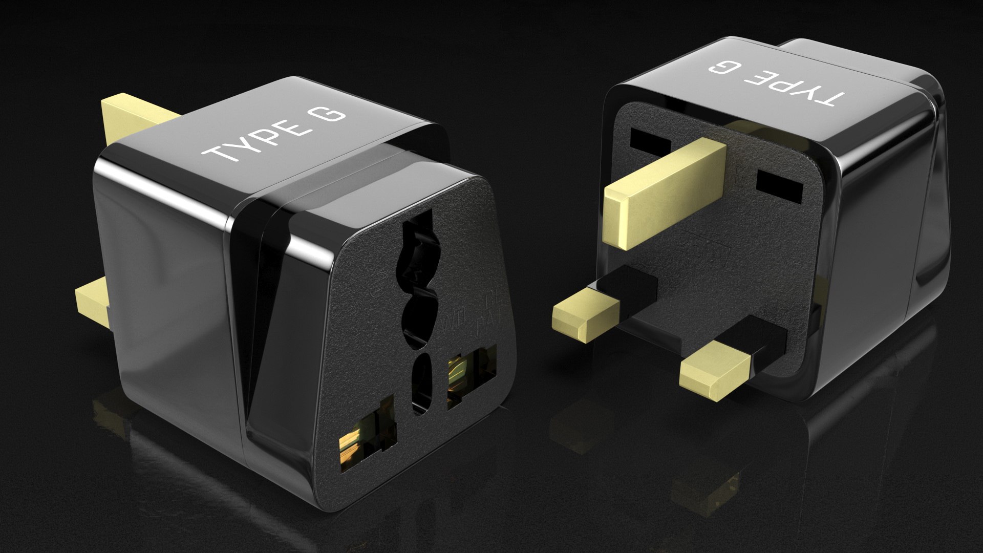 Electrical Plug Type G Adapter Black 3D Model - TurboSquid 1838084