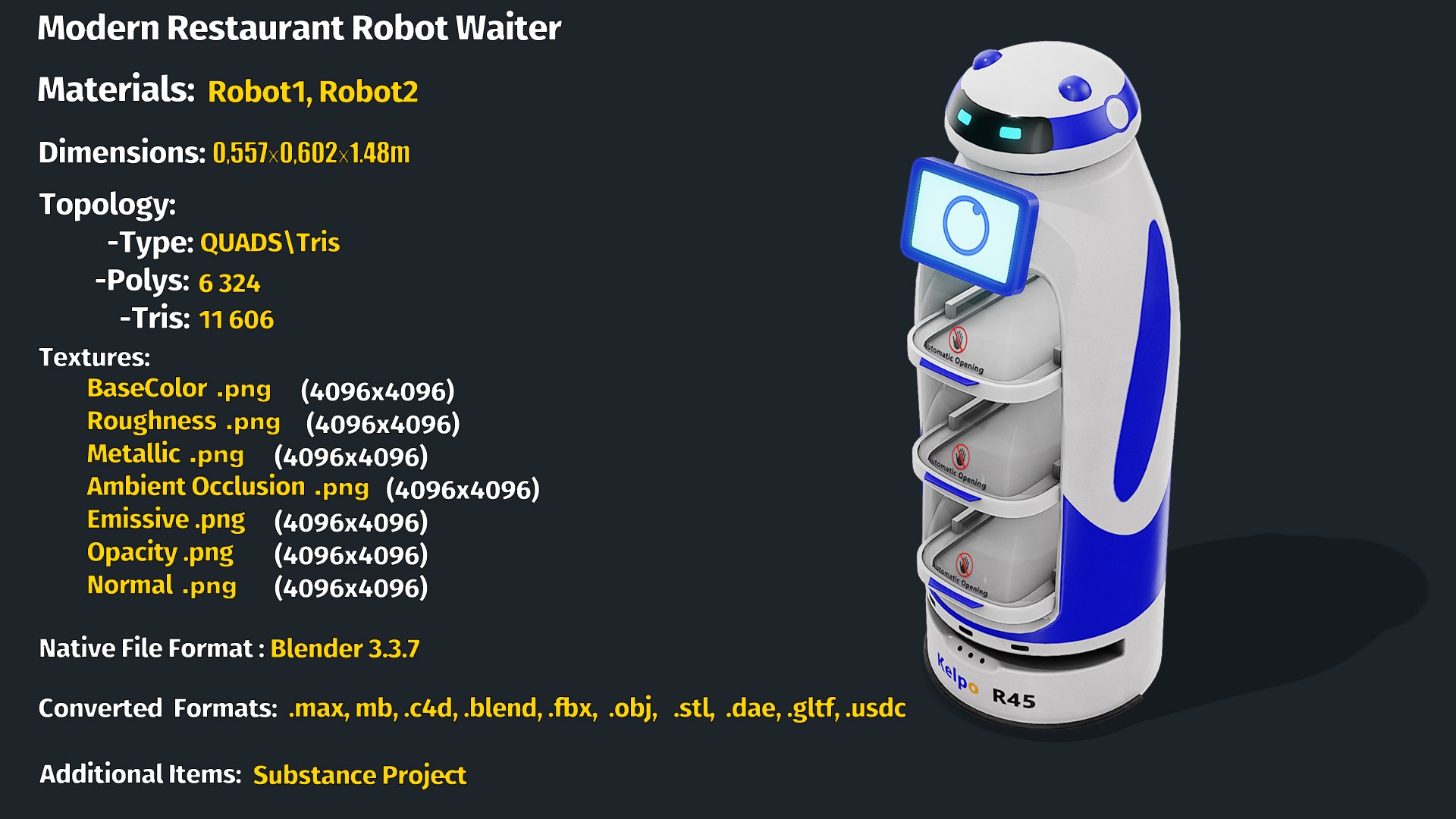 3D model Modern Restaurant Robot Waiter - TurboSquid 2079248