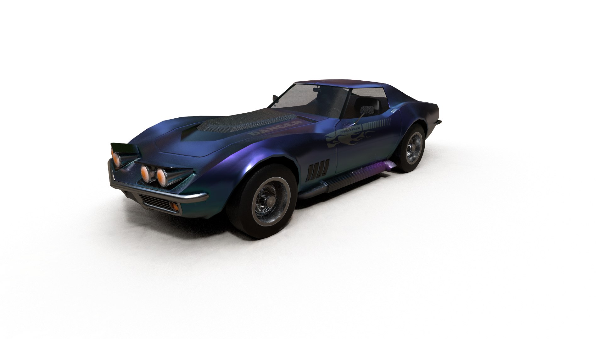 Low-Poly 1960 Chevrolet Corvette mit 4K PBR-Textur 3D-Modell ...