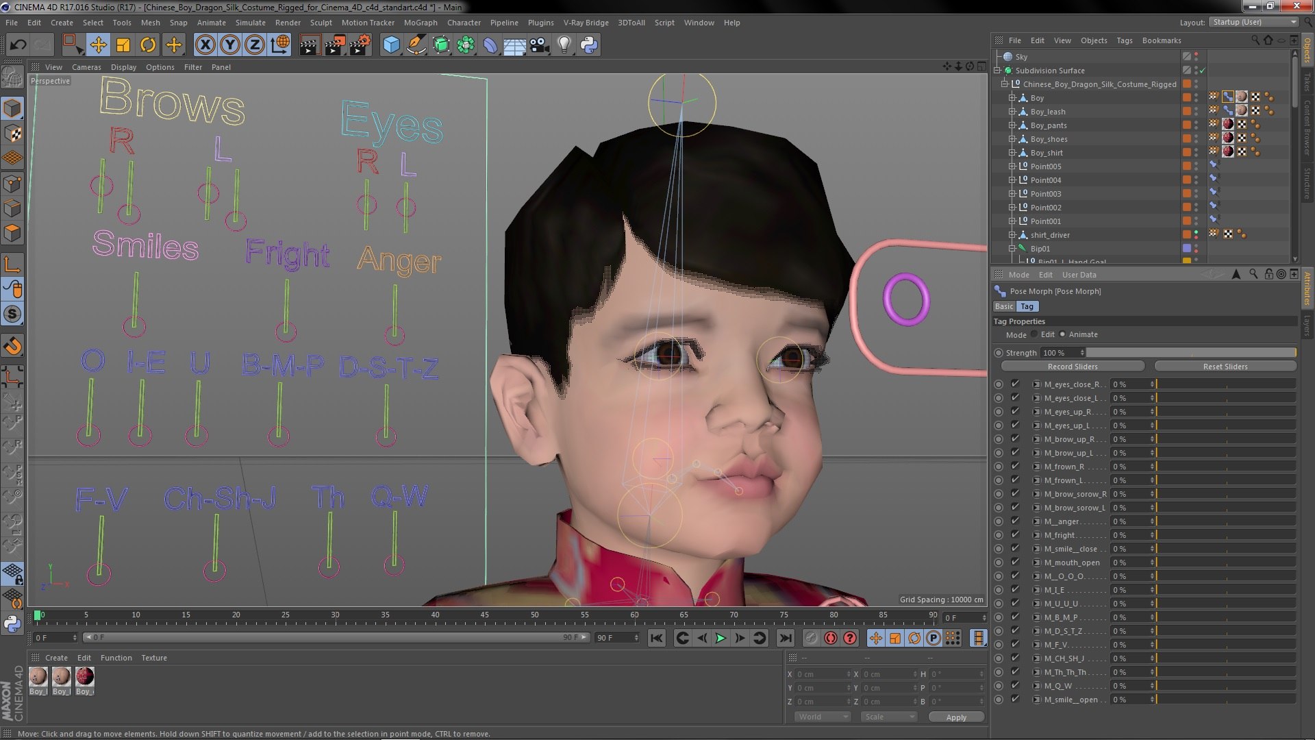 3D Chinese Boy Dragon Silk Costume Rigged for Cinema 4D - TurboSquid 2097780