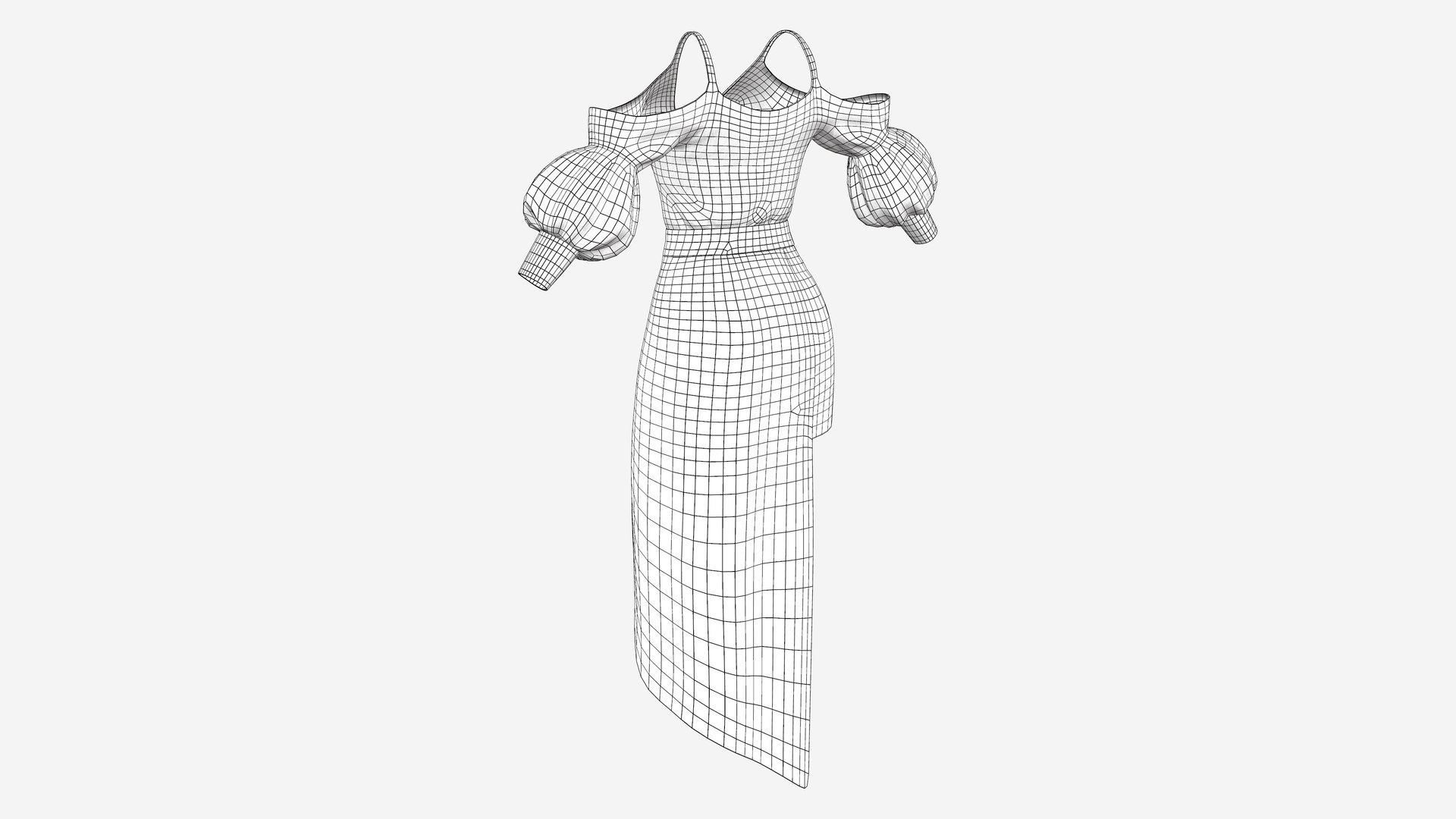 3D Fashion Diva Outfit With Puffy Sleeves V2 Model - TurboSquid 1959670