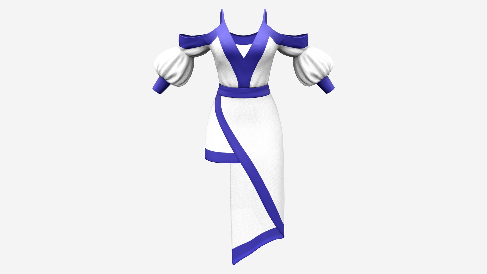 3D Fashion Diva Outfit With Puffy Sleeves V2 Model - TurboSquid 1959670