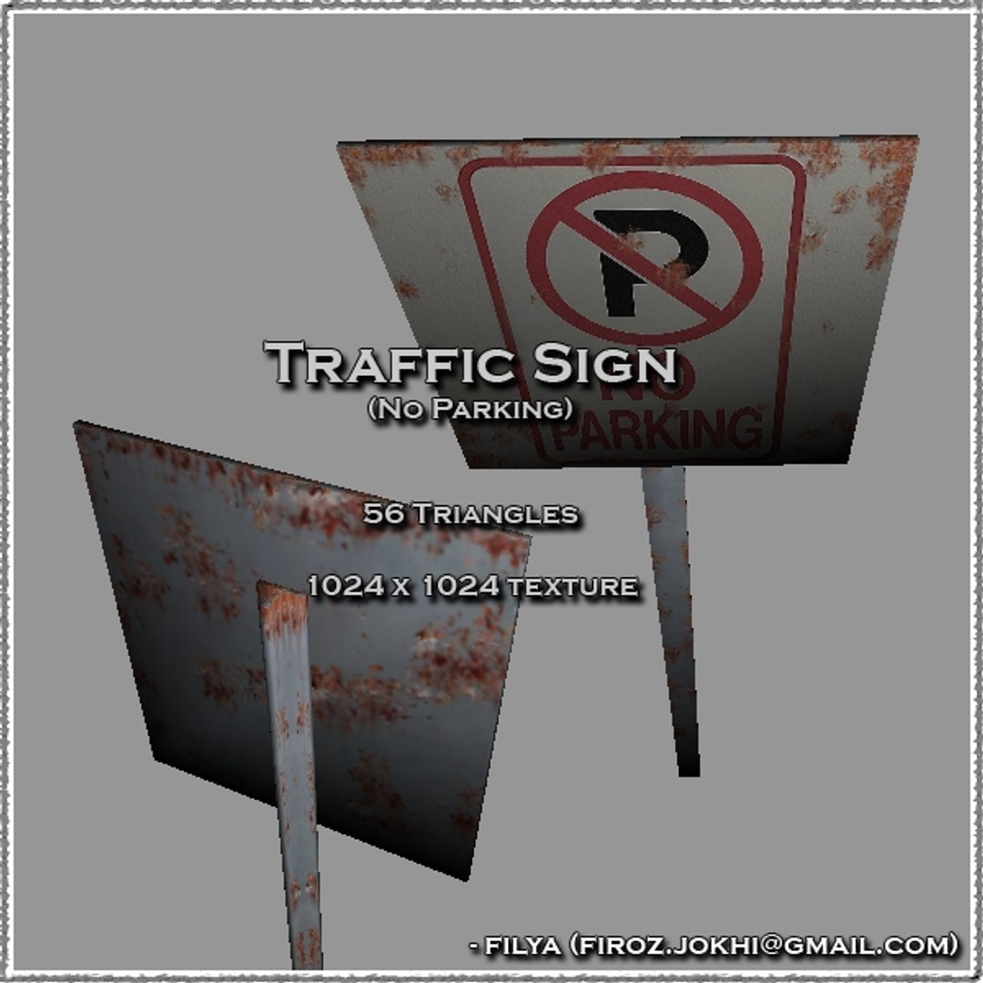 Parking Traffic Sign Urban Pack 3d Model