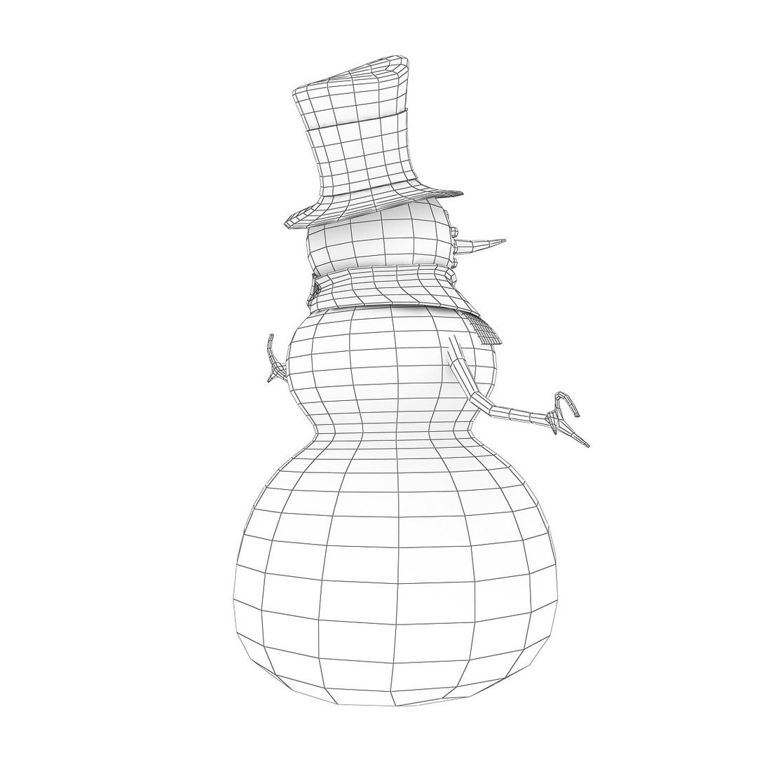 Realistic Snowman 3d Model
