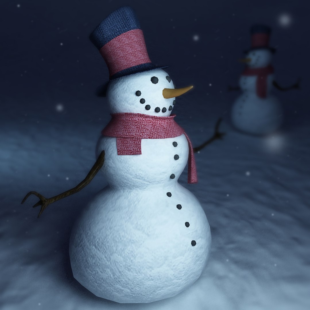 Realistic Snowman 3d Model