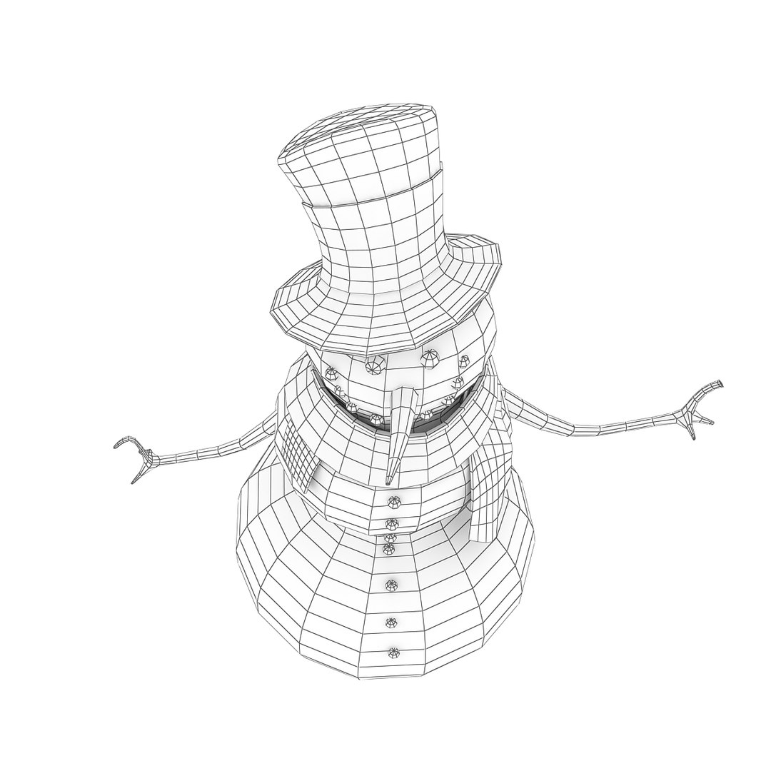 Realistic Snowman 3d Model