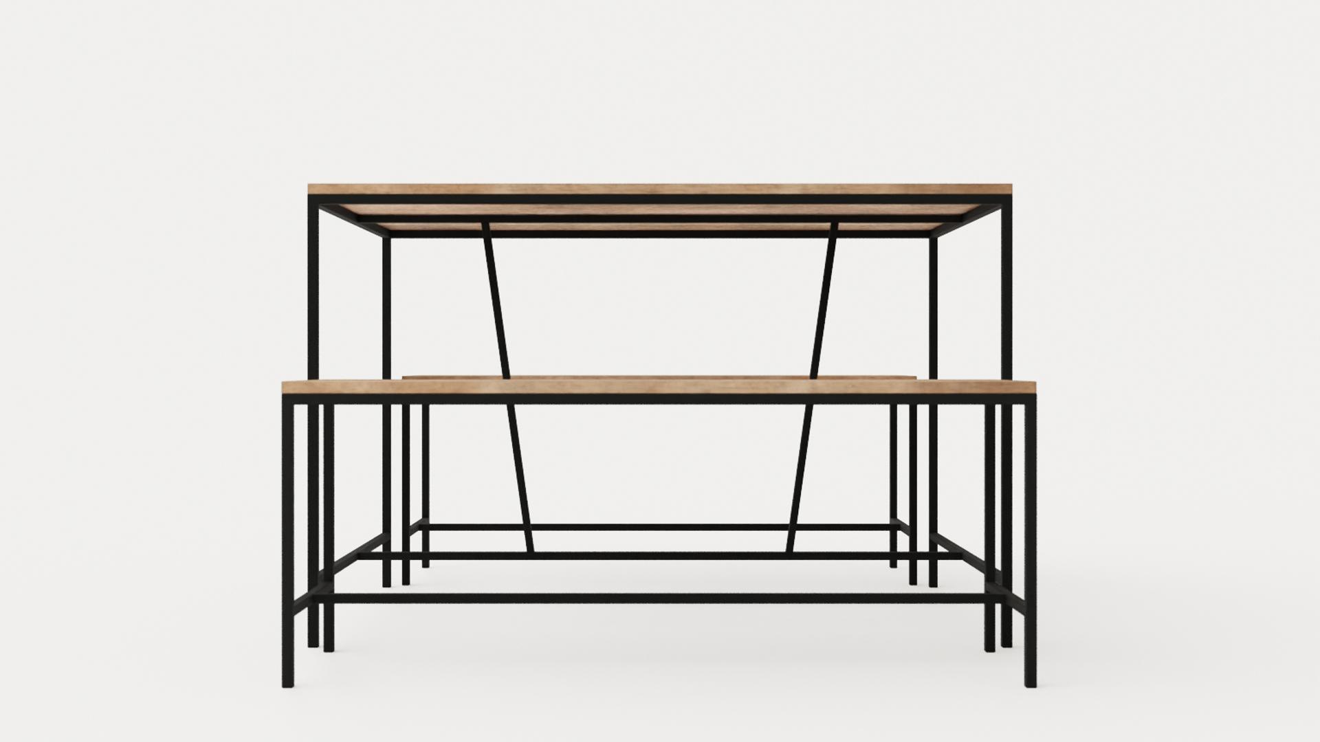 Urban Dining Table And Bench Set Model - TurboSquid 2215448