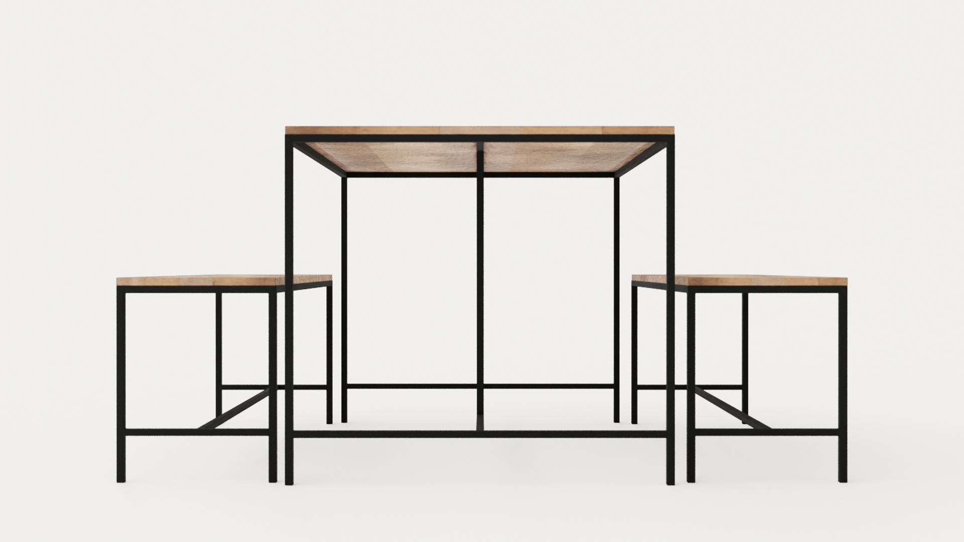 Urban Dining Table And Bench Set Model - TurboSquid 2215448