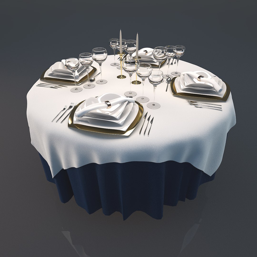 Dinner Table Set 3d Obj