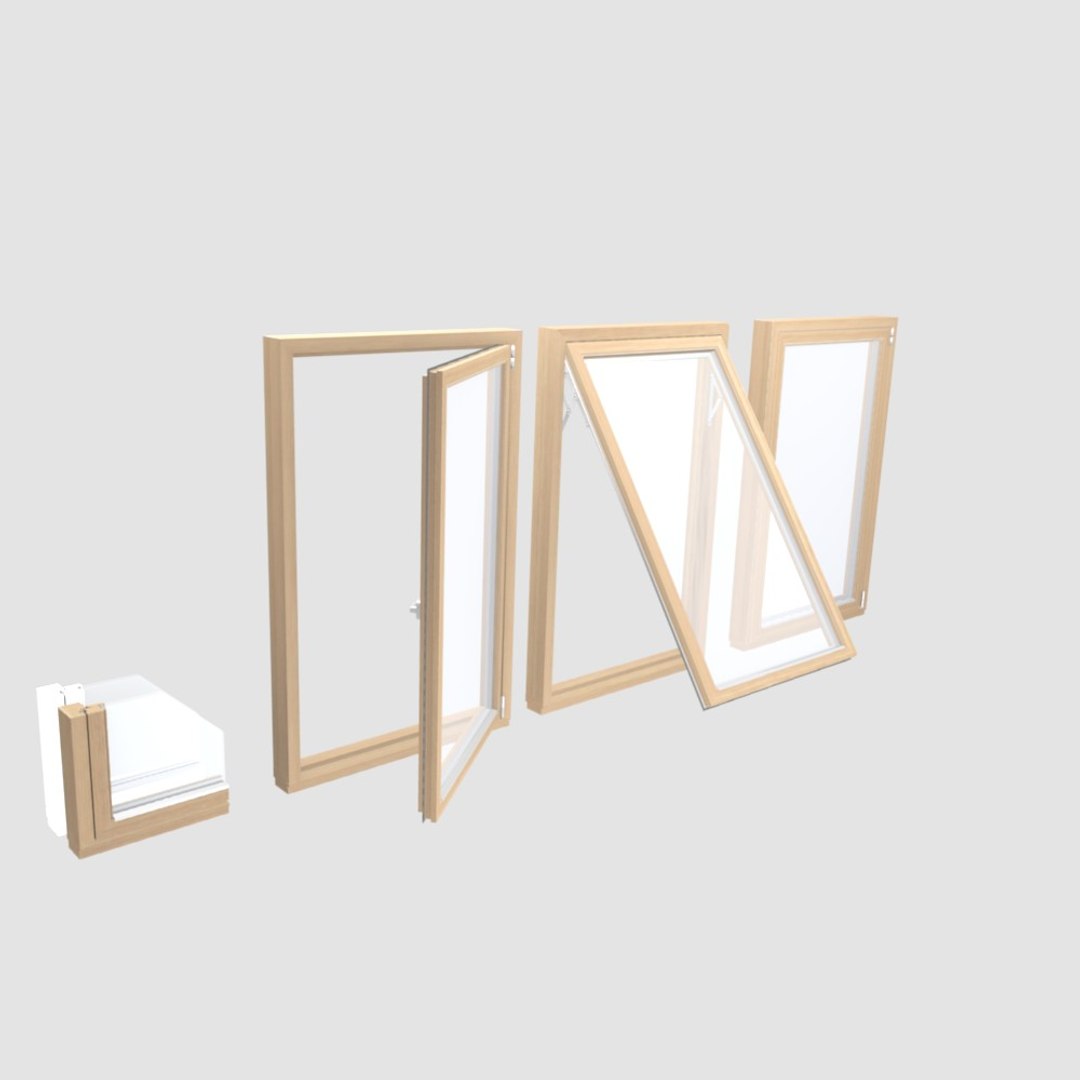 3d Model Wood Frame Windows