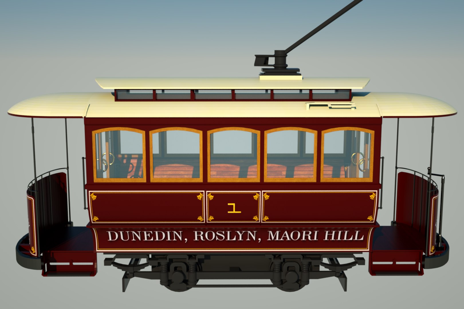 Dunedin Historic Tram 3d Model