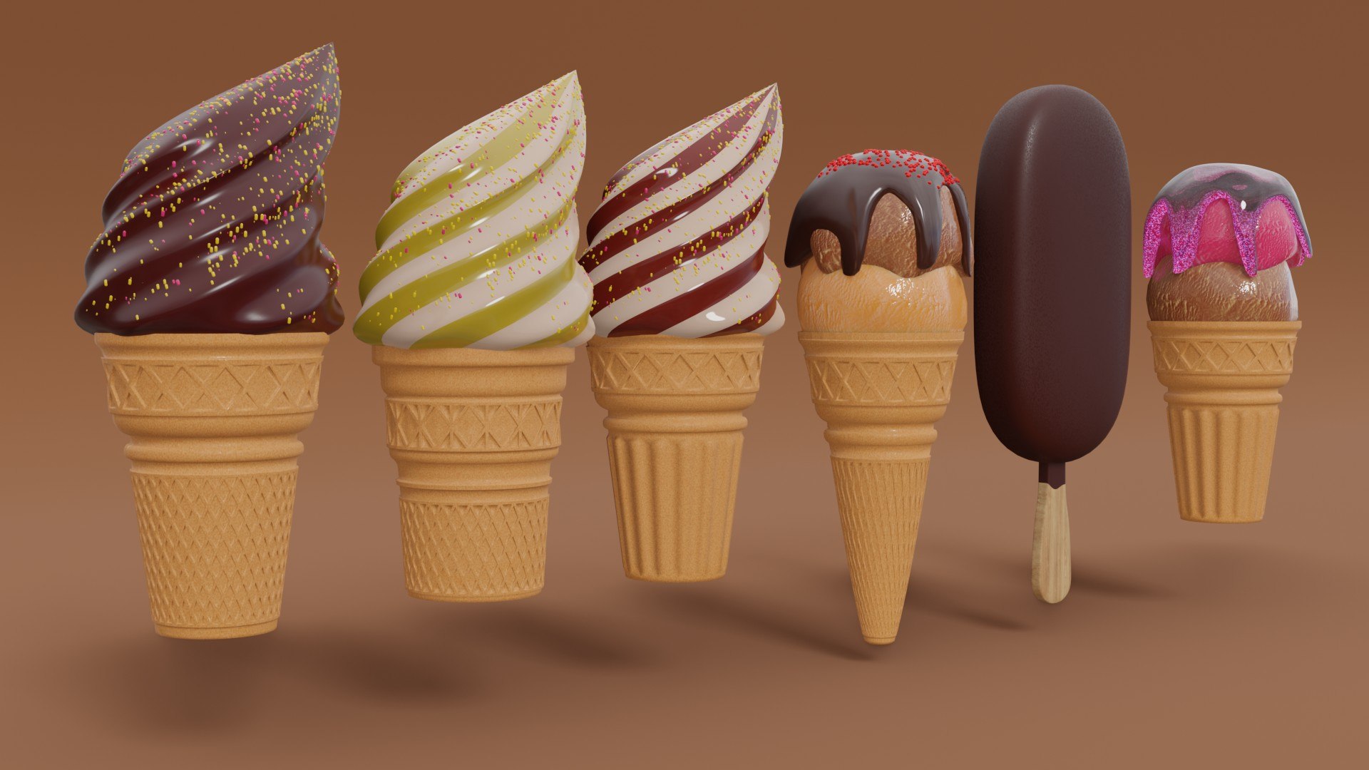 3D Ice Cream Set 01 Model - TurboSquid 1808757