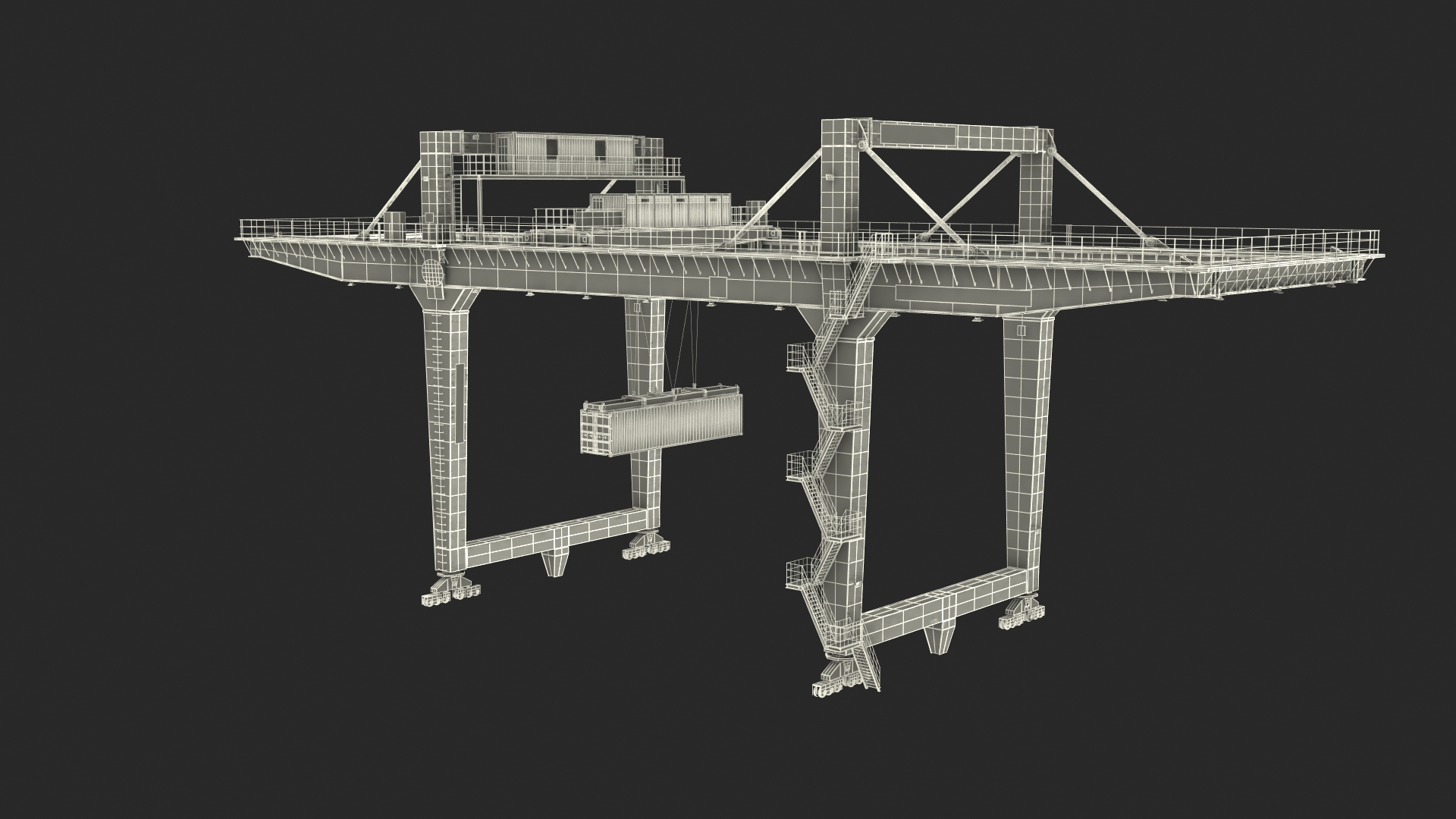 Port Container Gantry Crane And Container Model - TurboSquid 2350799