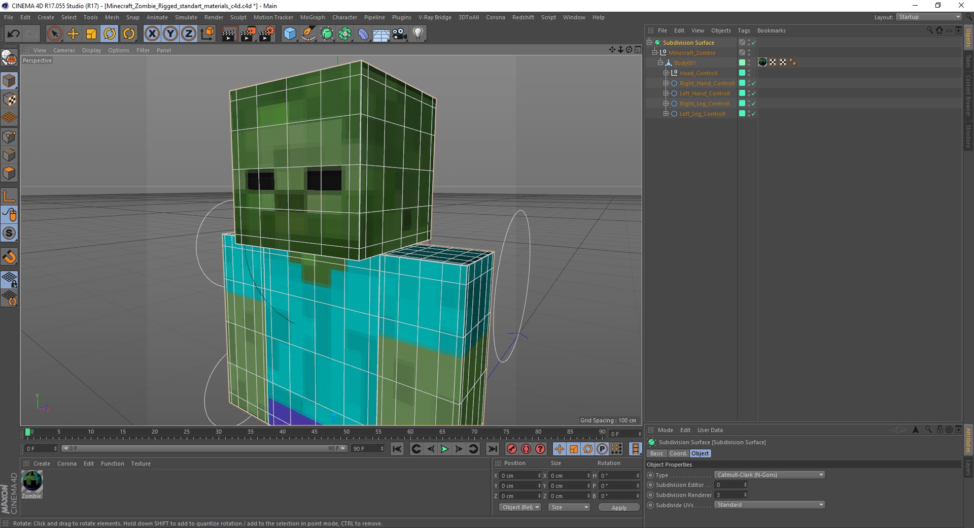 3D Minecraft Zombie Rigged Model - TurboSquid 1499626