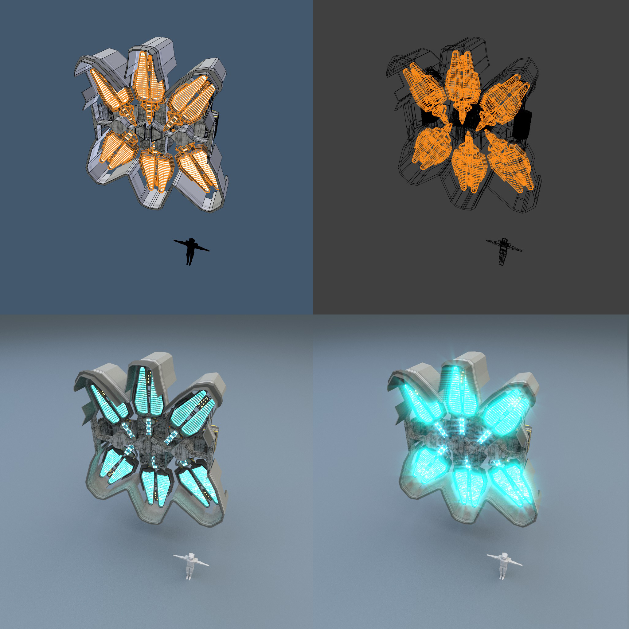 3d drive warp spaceship model