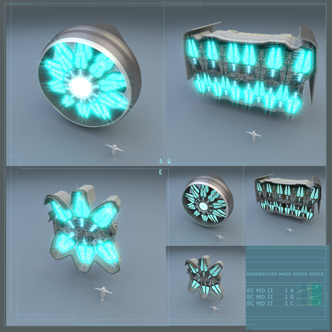 3d drive warp spaceship model