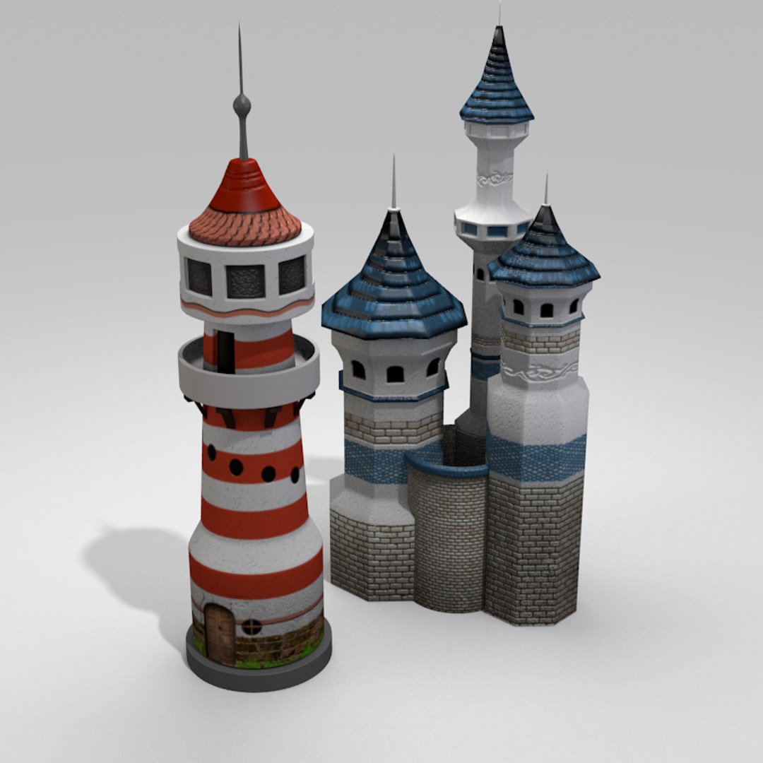 3ds castle house lighthouse