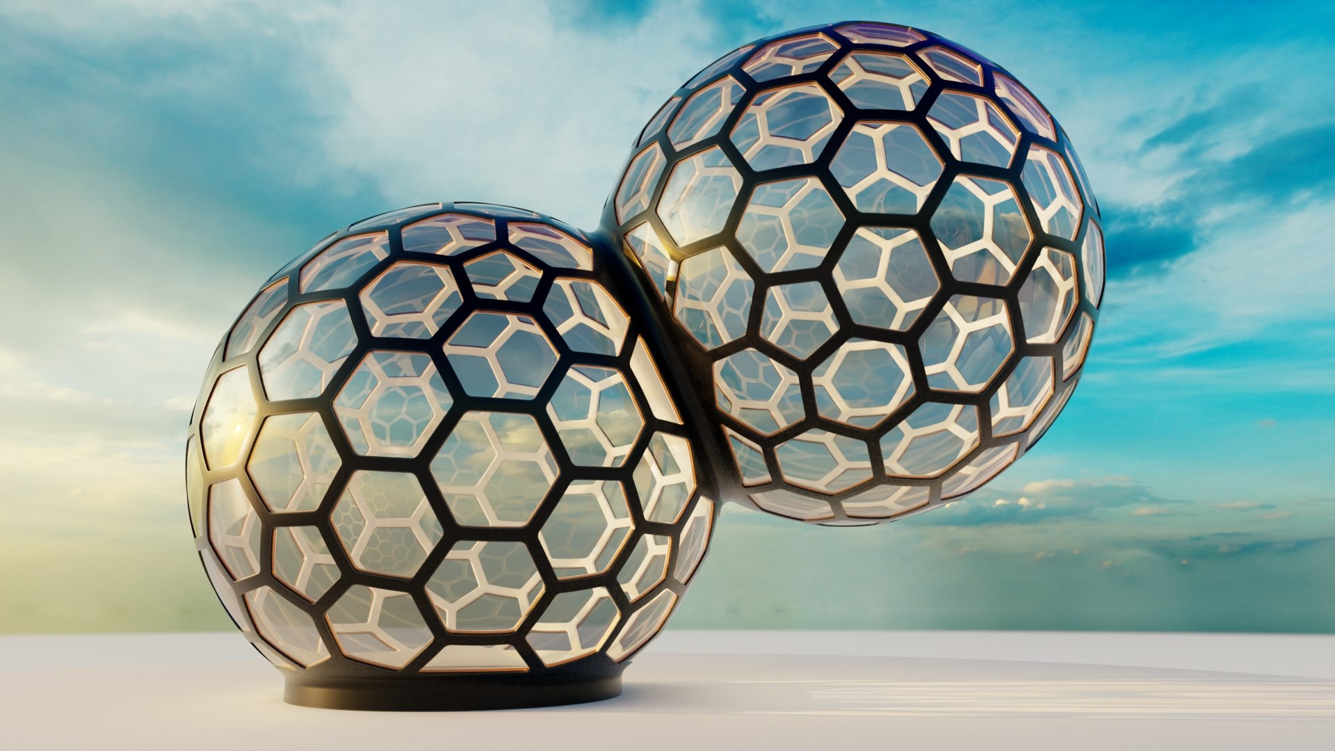 Fused Bubble Glass Dome With Hexagon Windows Model - TurboSquid 2253055