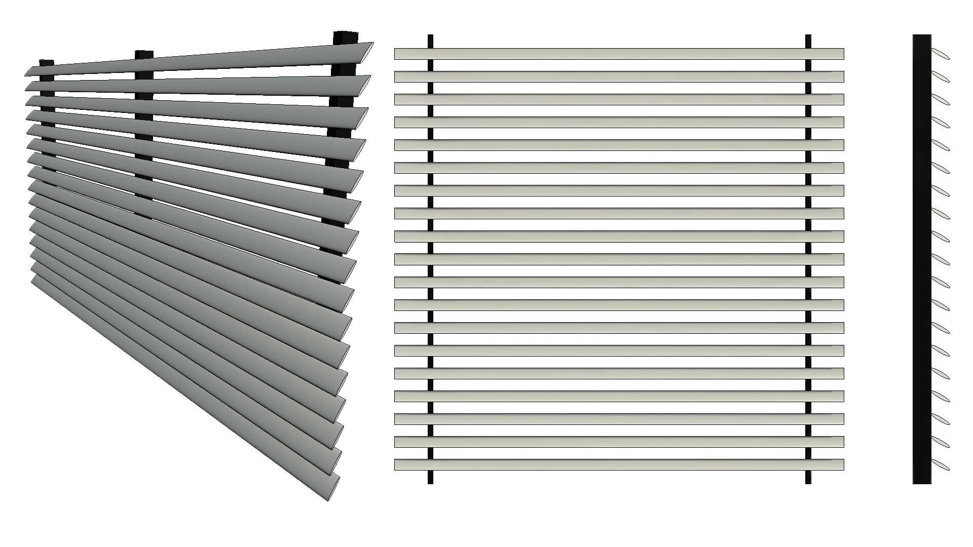 Exterior Aluminium Sun Screen Fixed Louvres 3D Model - TurboSquid 2051776